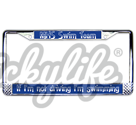 Chrome License Plate Frame - Swim Team Customizable Design