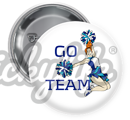 Pin Backed Button - Cheerleader Go Team - Customizable