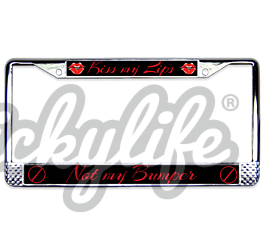 Kiss My Lips License Plate Frame - Chrome License Holder