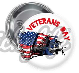 Pin Backed Button - Veterans Day Customizable Design