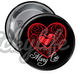 I Love - Pin Backed Button - Customizable Design