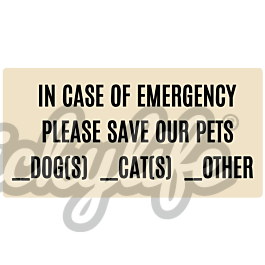 Customizable Save Our Pets Rectangle Door Static Cling